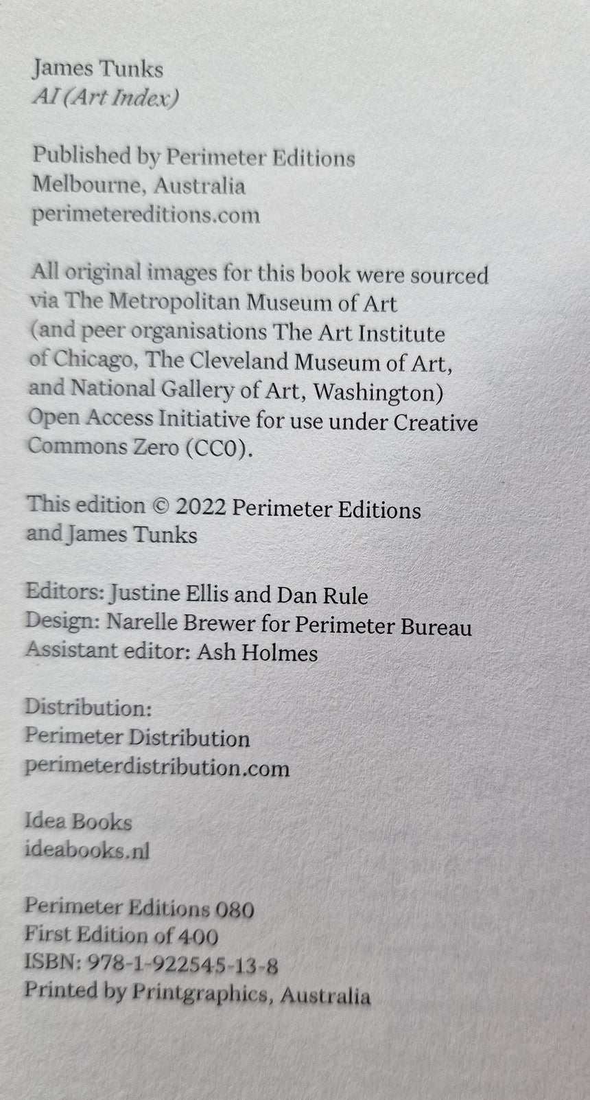 Buy AI (Art Index) by James Tunks Online – Setanta Books