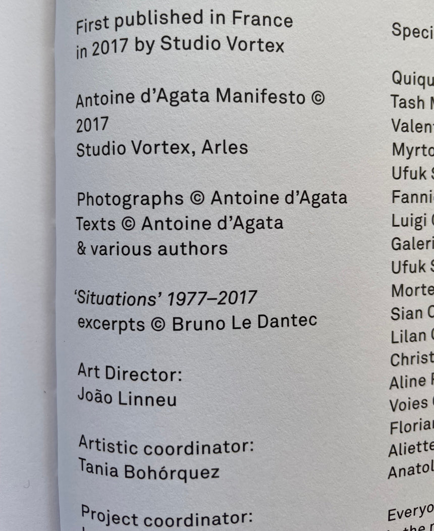 Manifesto signed by Antoine D'Agata | Photography | setanta book – Setanta Books