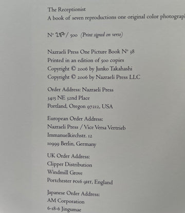 Buy The Receptionist (One Picture Book) Junko Takahashi Nazraeli with ...