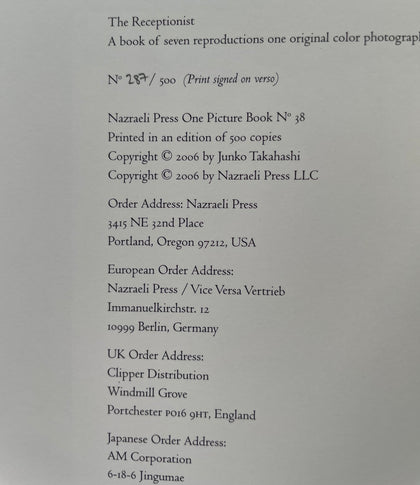 Buy The Receptionist (One Picture Book) Junko Takahashi Nazraeli with ...