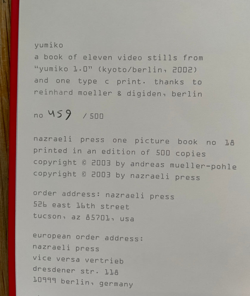 Buy yumiko (One Picture Book) Andreas Muller-Pohle Nazraeli with print ...